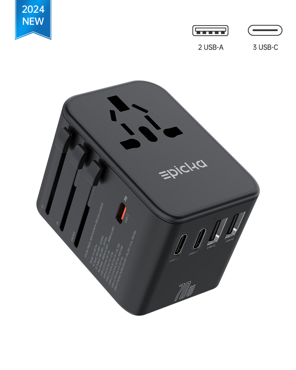 TA-105 Pro Universal Travel Adapter GaN 70W Fast Charging